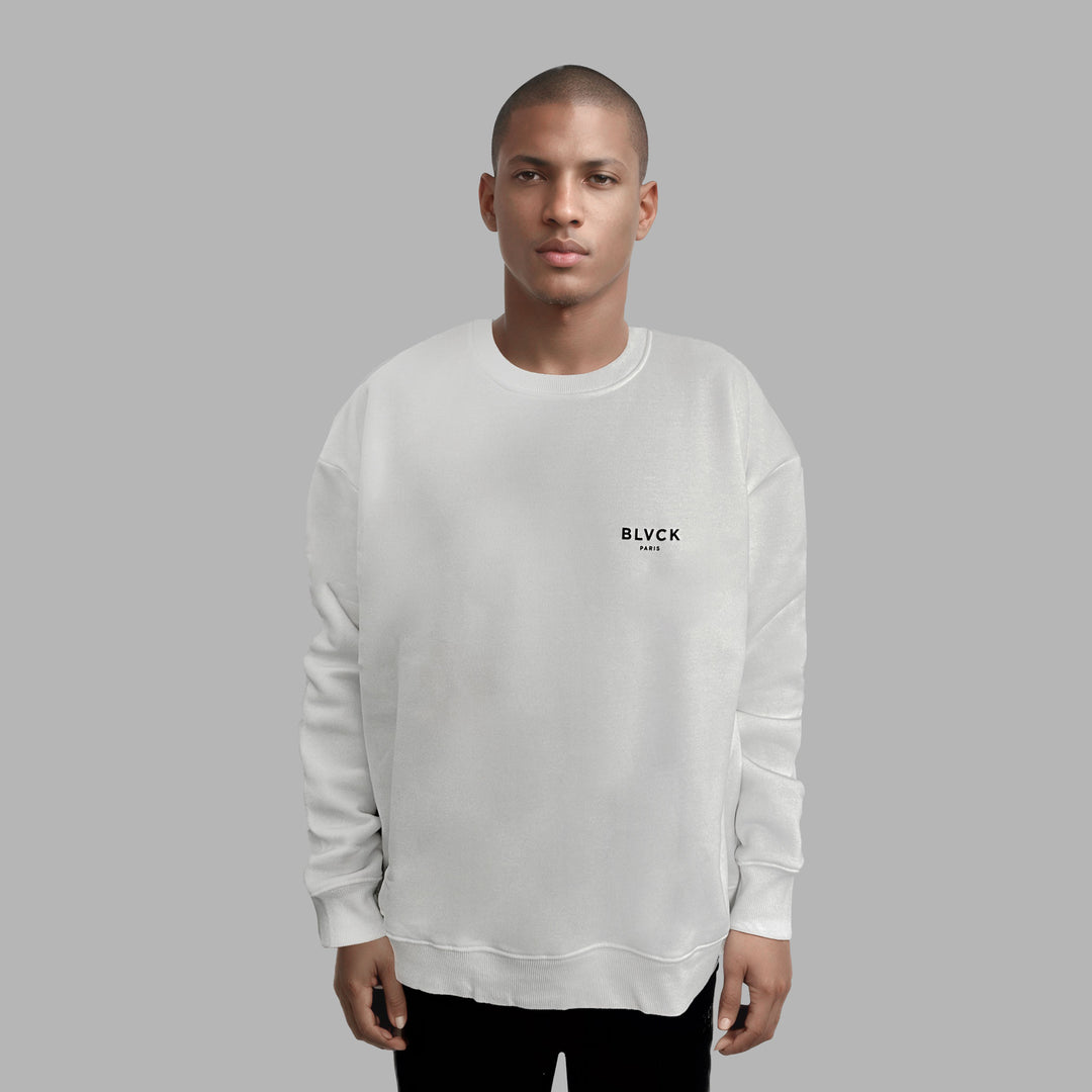 Blvck Paris | Oversized Fleece Cotton Sweatshirt in White