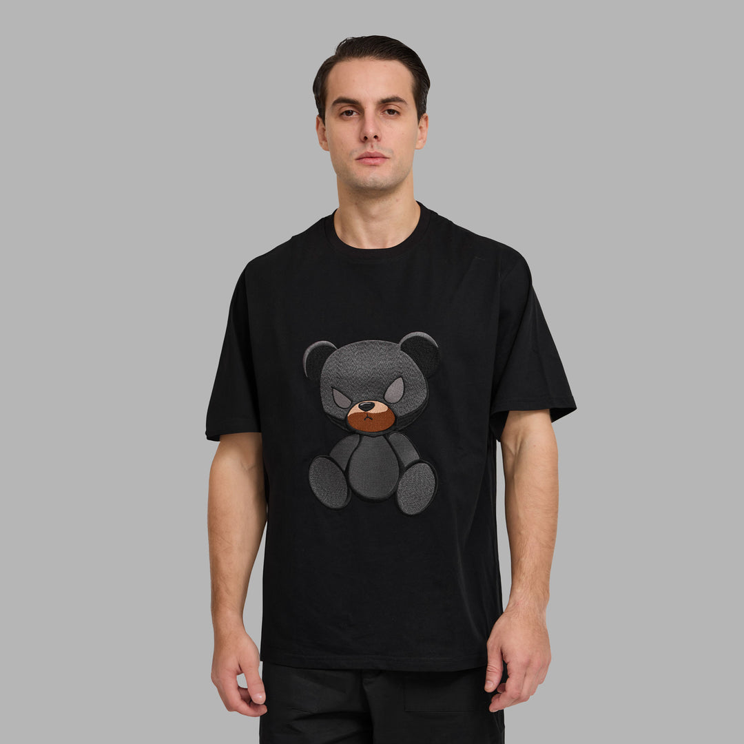 Blvck Paris | Black Oversized Cartoon Teddy Tee in Cotton
