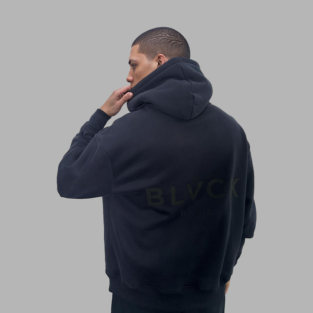 Blvck Paris | Fleece Cotton Oversized Hoodie in Dark Blue