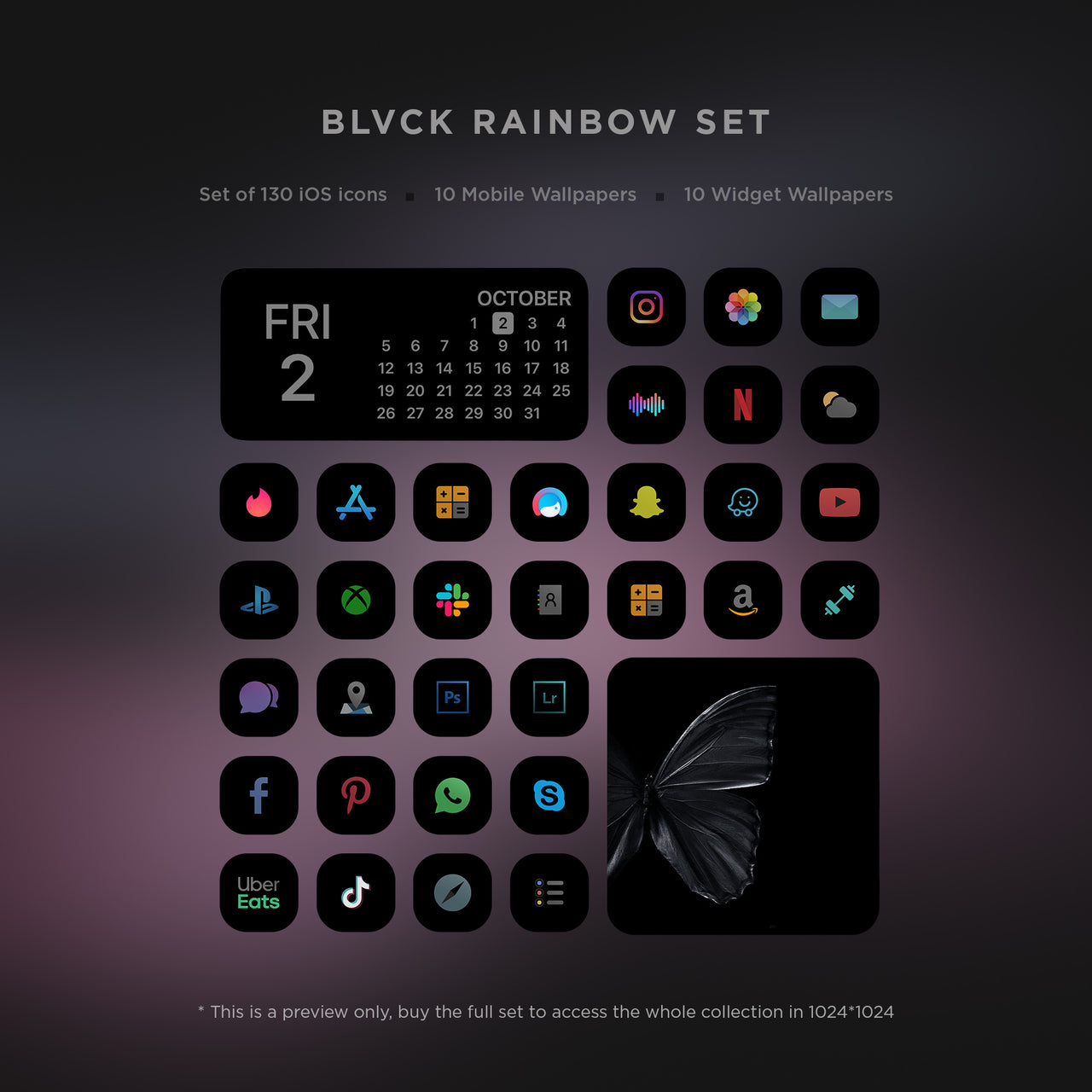 Black Aesthetic iOS14 Icons Set | Blvck Paris