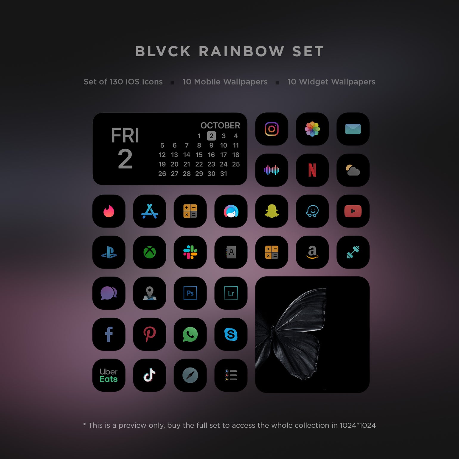 Black Aesthetic iOS14 Icons Set | Blvck Paris